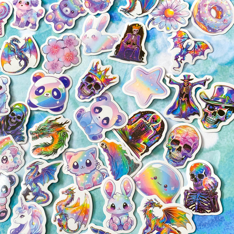 PASTEL DRAGONS SKULLS + SUPER CUTE Small Laptop Stickers Set – The ...