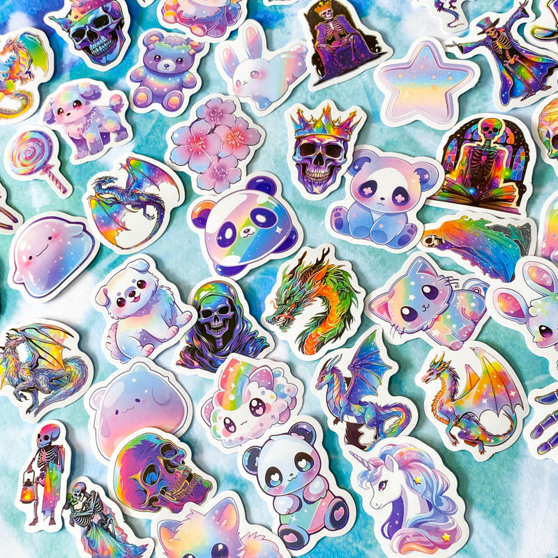HALF PRICE PASTEL DRAGONS SKULLS + SUPER CUTE Small Laptop Stickers Se ...