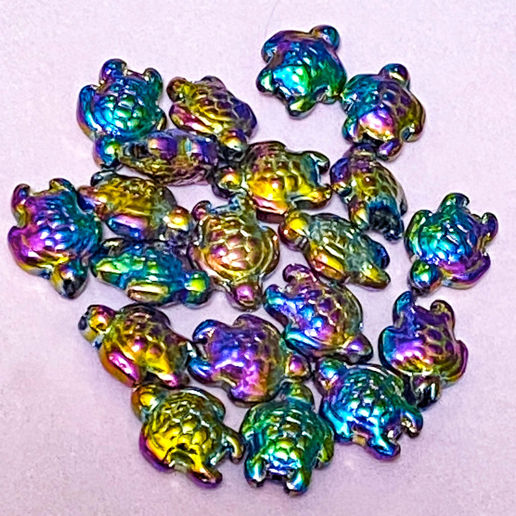 RAINBOW TURTLE Jumbo Metallic GLASS BEAD 18mm – The Kawaii Squirrel