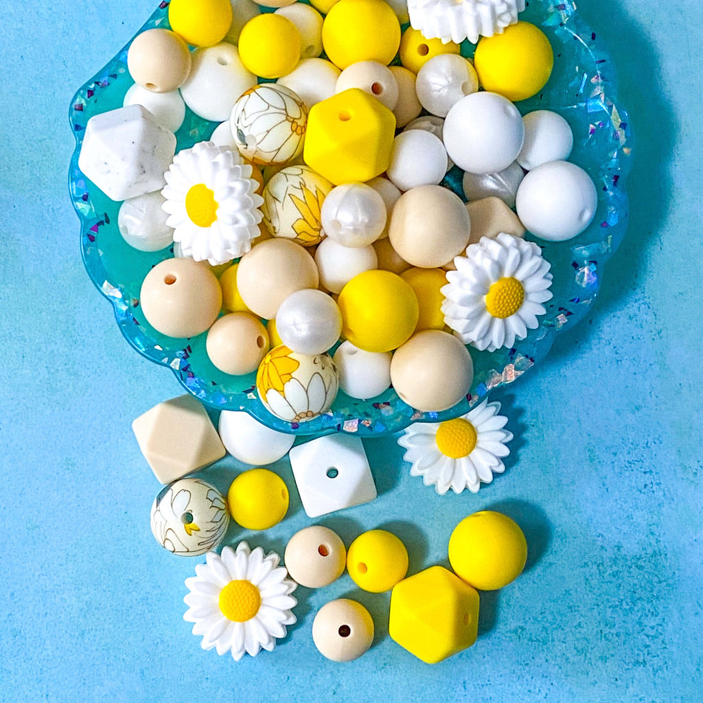 Jumbo DAISY Themed SILICONE BEADS-Perfect for Build Your Own Pens ...