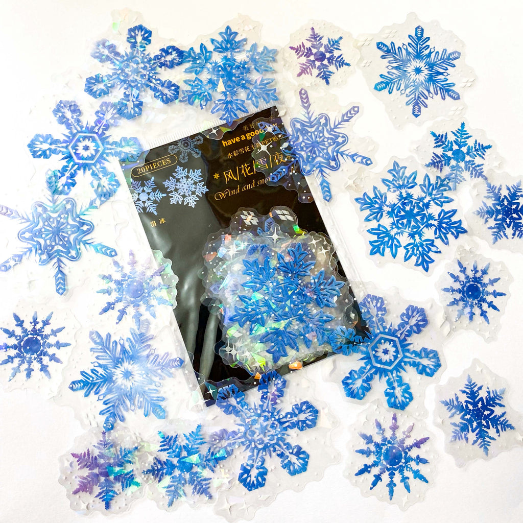 SNOWFLAKES Pack of Large Holo Clear Plastic Sticker Flakes – The Kawaii ...