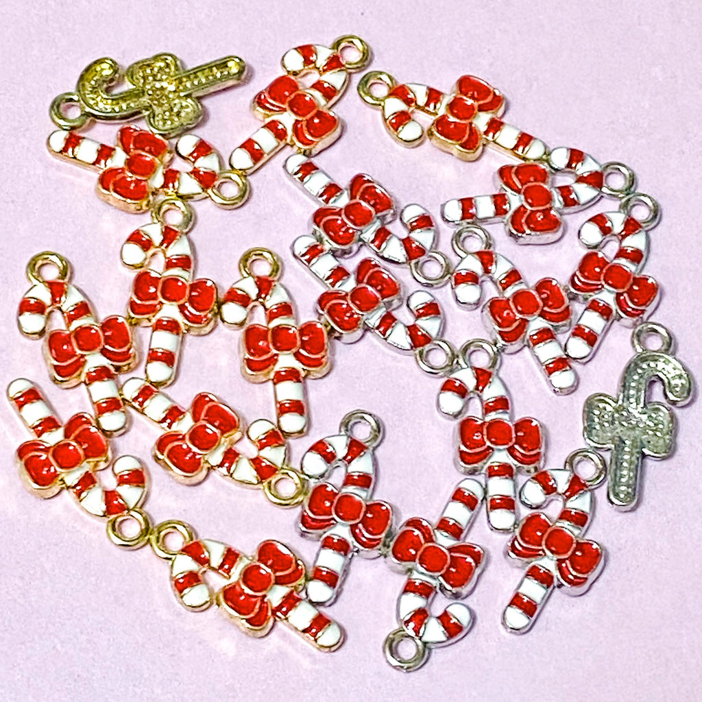CANDY CANE Enamel Charm Gold or Silver Metal 20mm – The Kawaii Squirrel