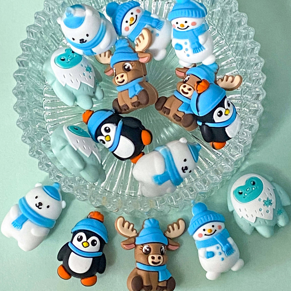 On Sale!! WINTER BLUE Silicone JUMBO BEADS Yeti Penguin Polar Bear Rei ...