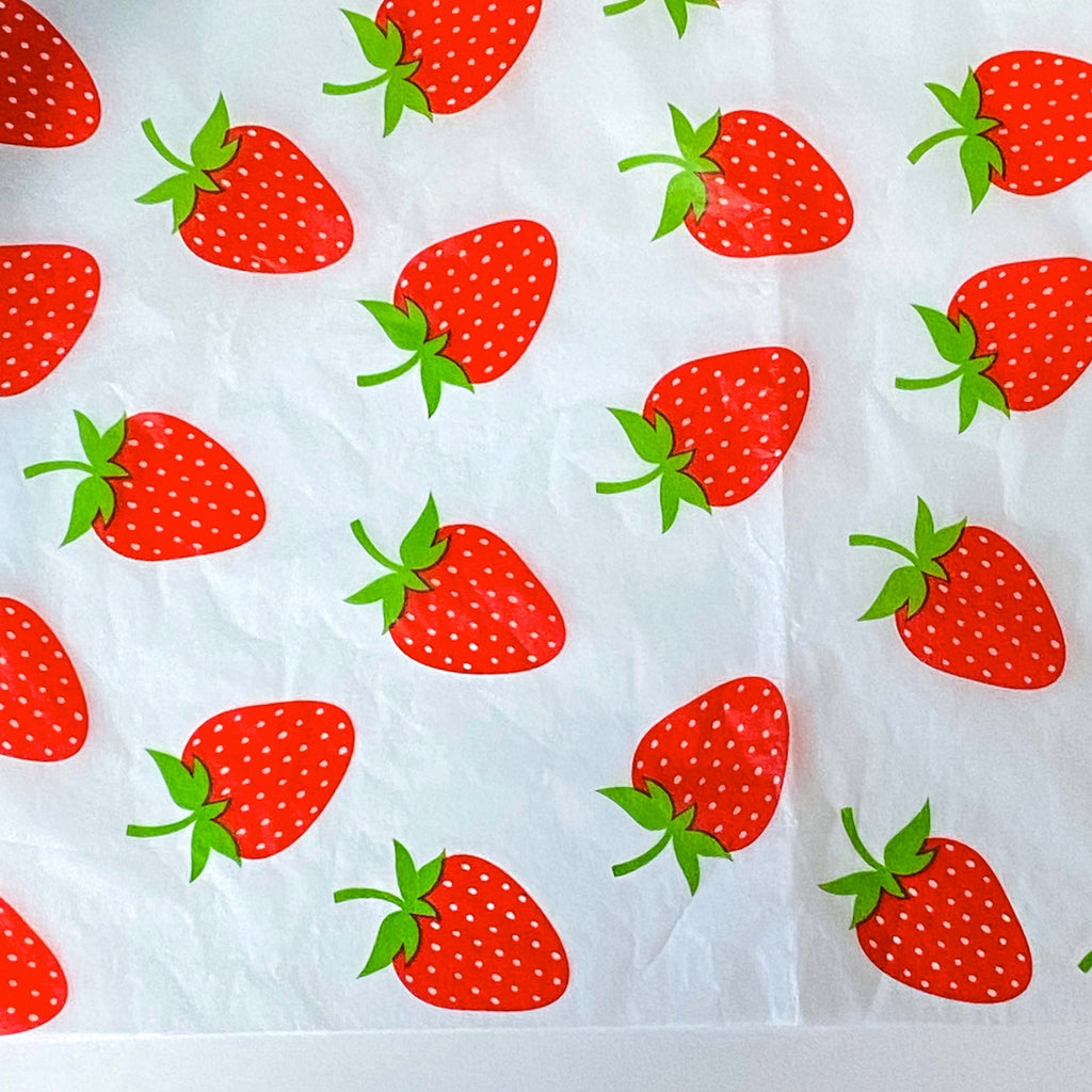 Tissue Paper 2 Sheets- BOLD STRAWBERRY ON WHITE – The Kawaii Squirrel