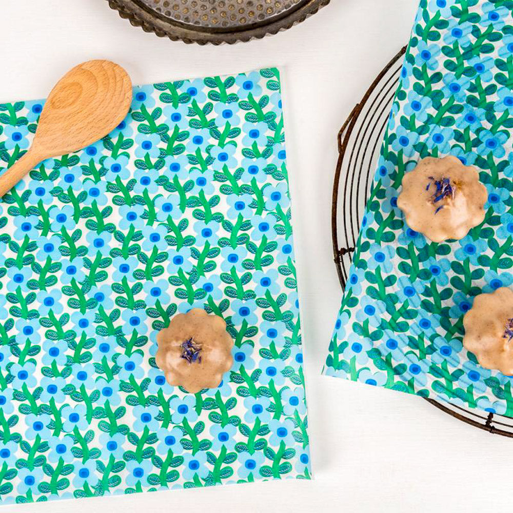Clearance! Greaseproof Paper - BLUE FLORAL – The Kawaii Squirrel