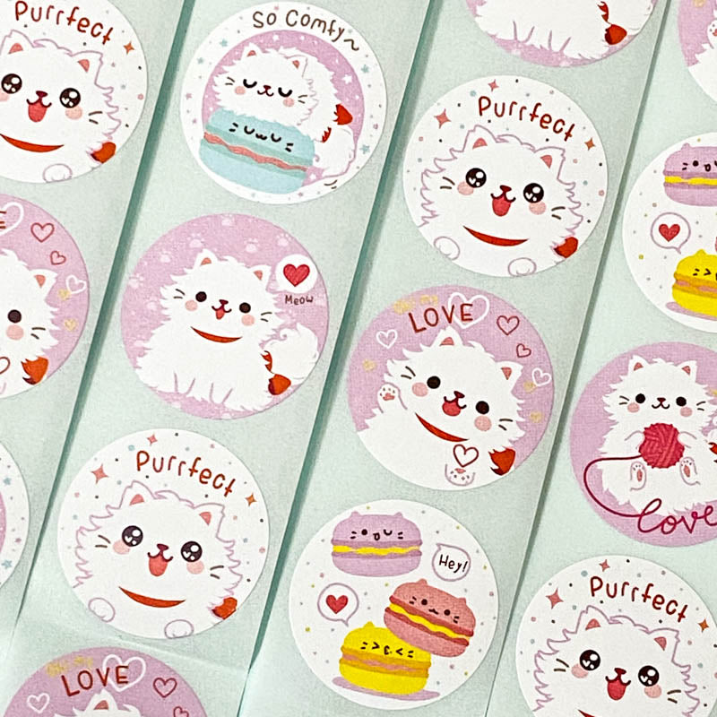 Just 20p! KAWAII KITTY Round Stickers 25mm Set 10 – The Kawaii Squirrel