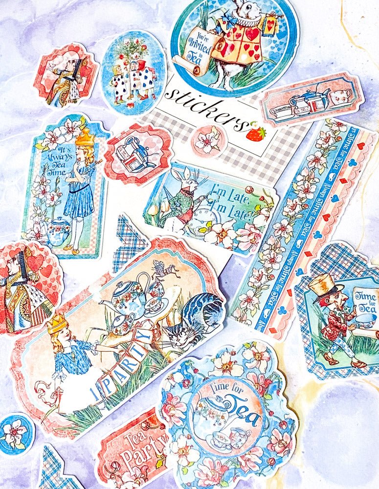 PINK & BLUE ALICE Large Ephemera Stickers Pack of 20 – The Kawaii Squirrel