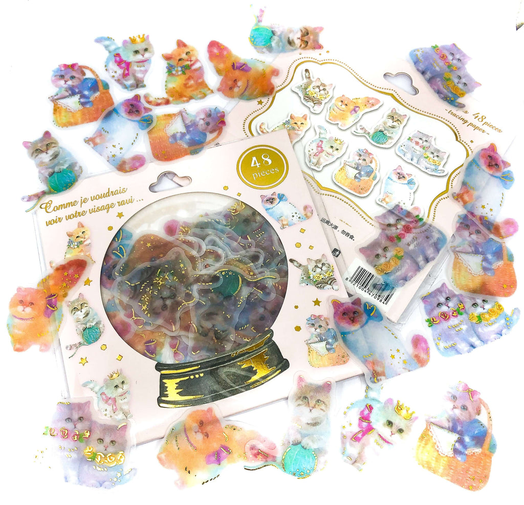 HALF PRICE Cats Sticker Flakes Gold-Foiled pack of 48 – The Kawaii Squirrel